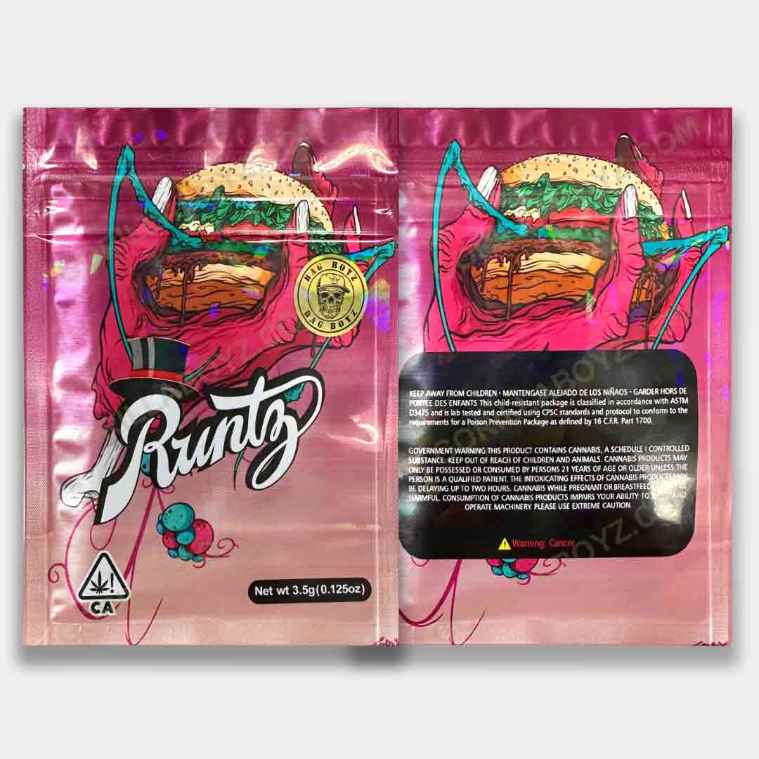 Runtz Mcruntz Hamburger Holographic Mylar Bag 3.5 Grams – Gorilla Boyz Inc